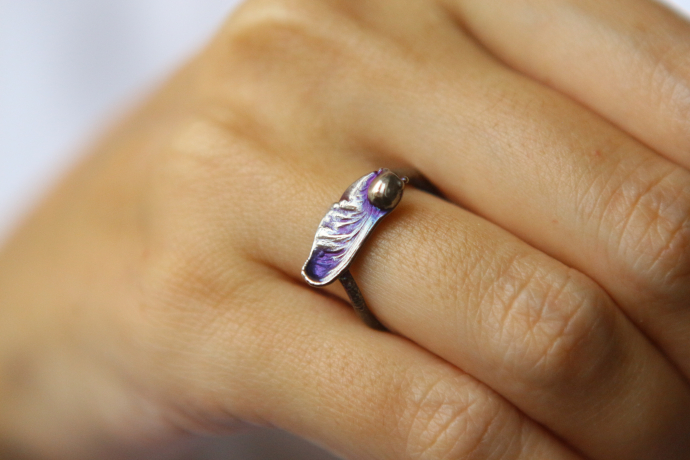 Ring in silver, Japanese maple
